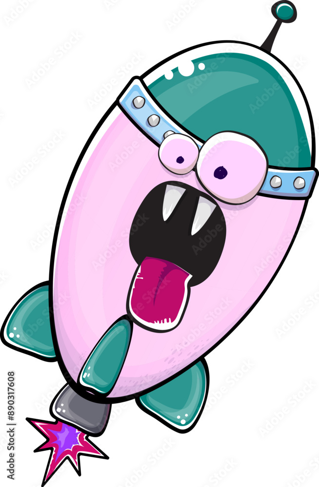 Rocket spaceship character. Cartoon space rocket isolated on ...