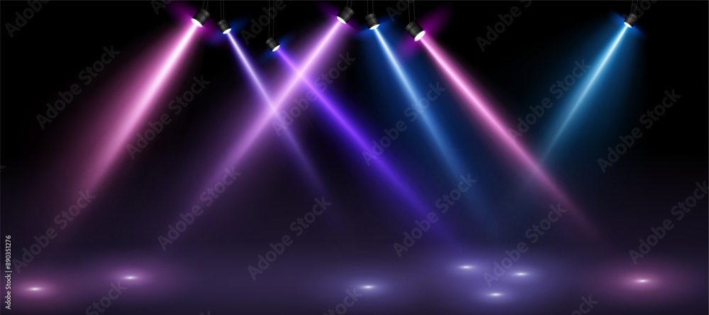 Laser light show. Stage lighting with LED strobes. Empty stage before ...
