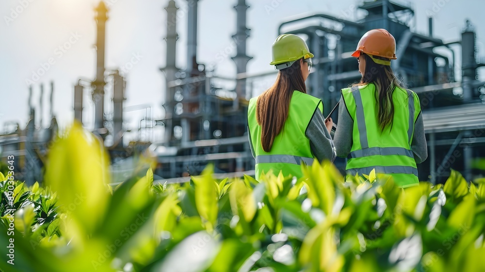 Engineers Monitoring Environmental Impact in Industrial Setting for ...