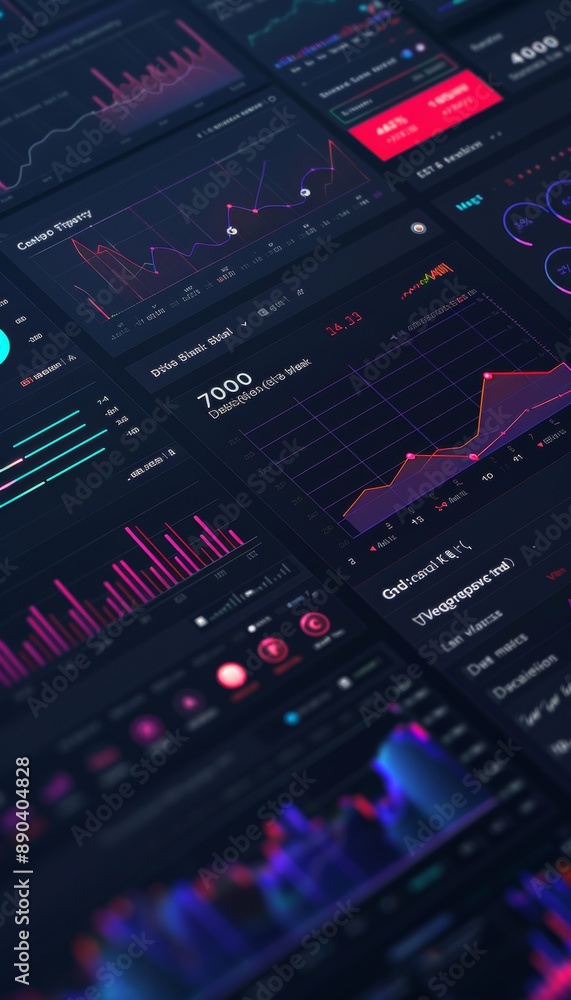 Dynamic Digital Dashboard Displaying Real-Time Data Exchange Statistics and Performance Metrics ...
