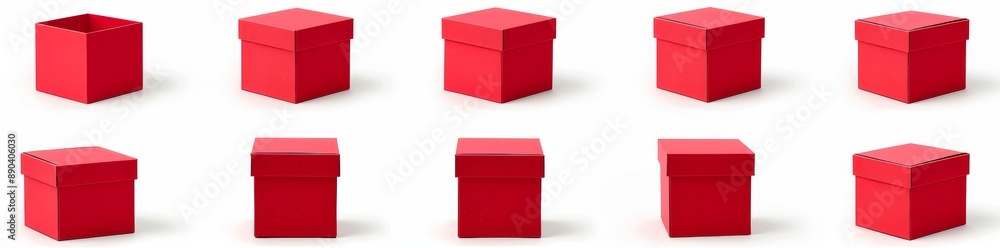 The red cube box with white background simplicity is a highly realistic ...
