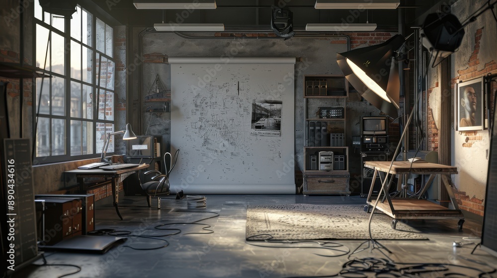 Visual arts setup, detailed design, modern aesthetics, realistic studio ...
