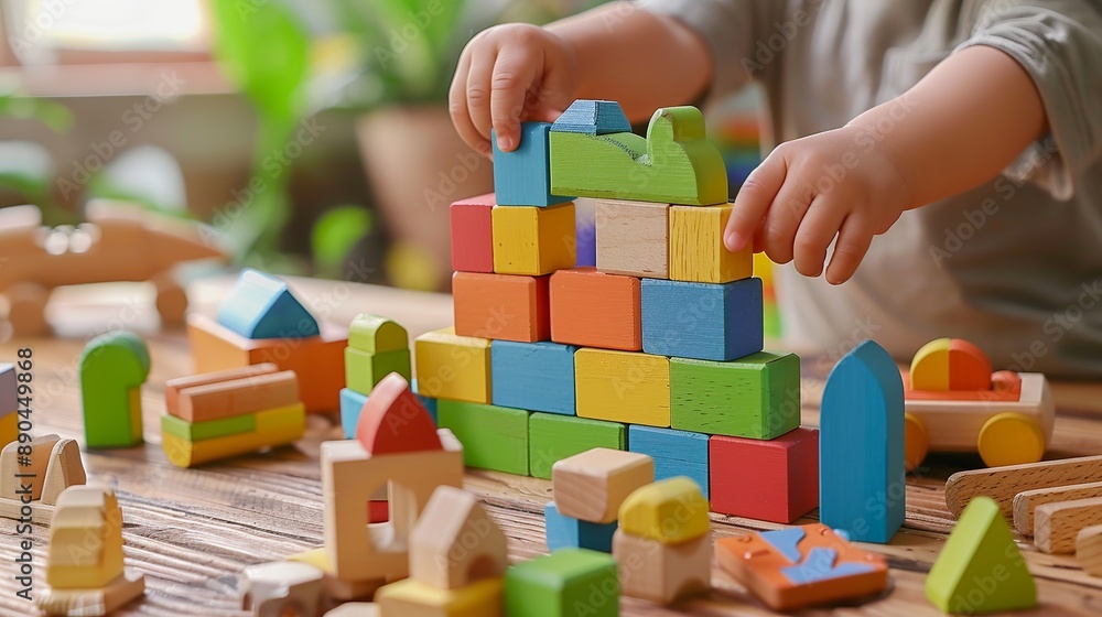 Colorful wooden blocks are educational and help kids learn important ...