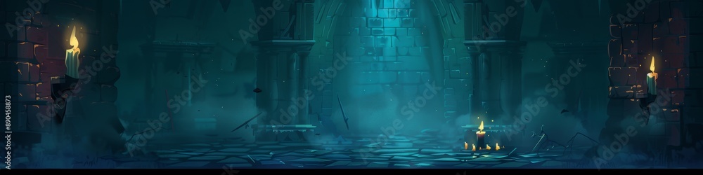 Dark Dungeon Illustration: Eerie Medieval Underground Crypt with ...