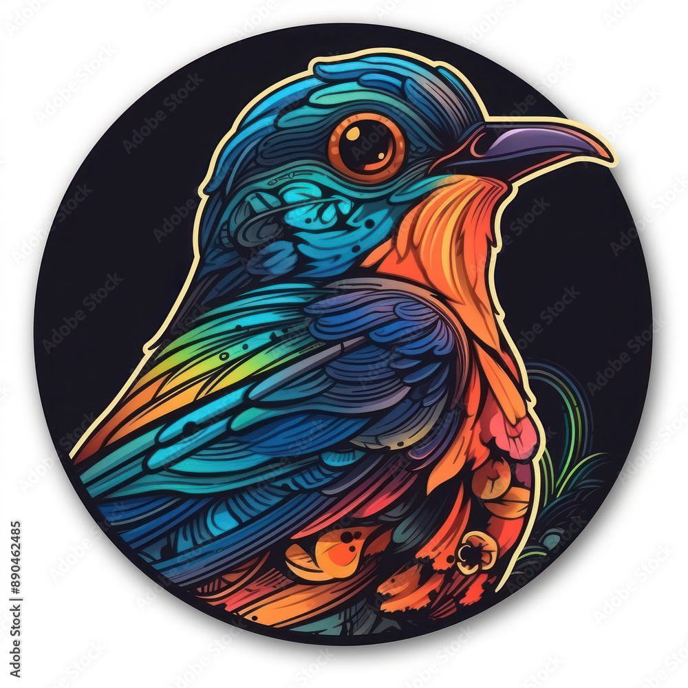 Cartoon style nightingale sticker, badge design Stock Illustration ...