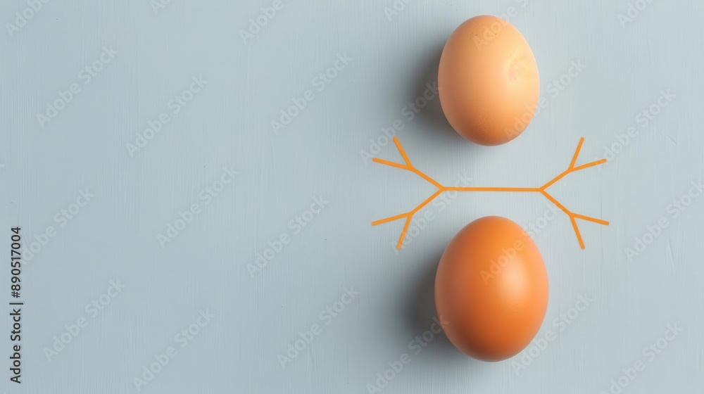 Chicken egg with an evolutionary tree diagram, studying avian evolution ...