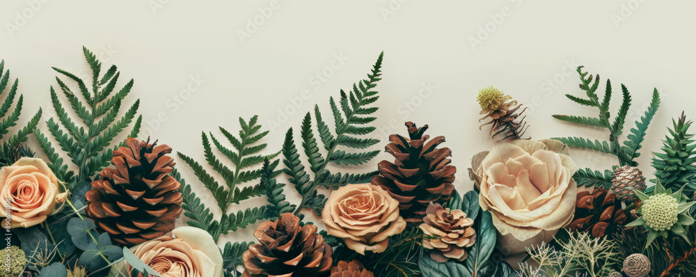 A botanical illustration showing various plants that follow the ...