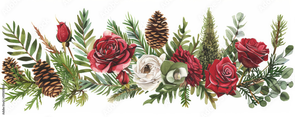 A botanical illustration showing various plants that follow the ...