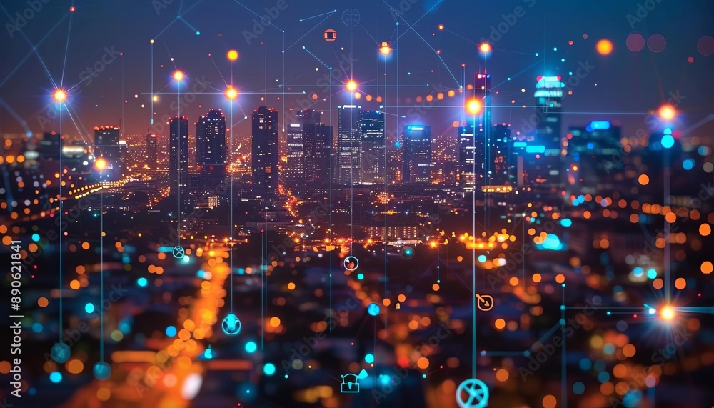 Stock-Illustration „Digital Cities of North America, iconic US cities ...