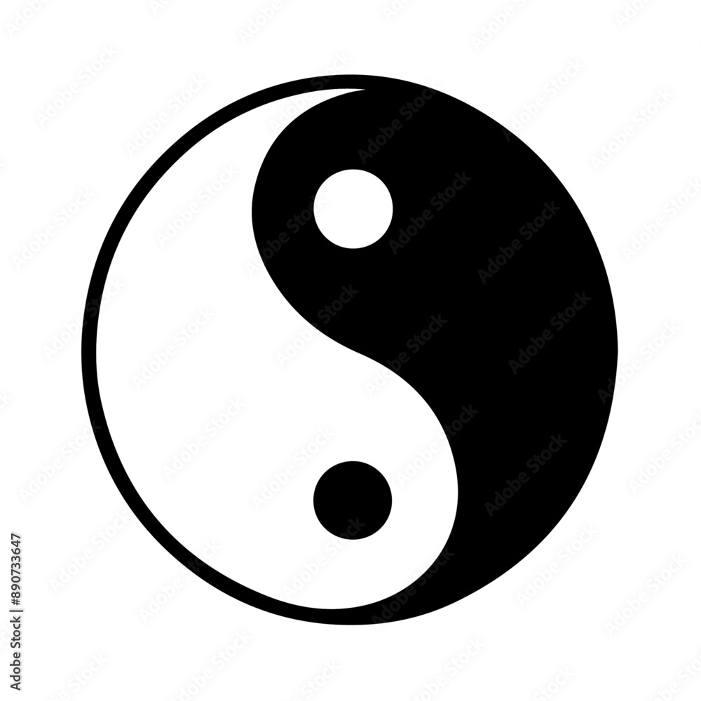 Classic Yin Yang icon symbol of balance and harmony. Black and white ...