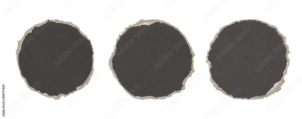 set of torn and ripped paper circles, round shapes with jagged edges ...