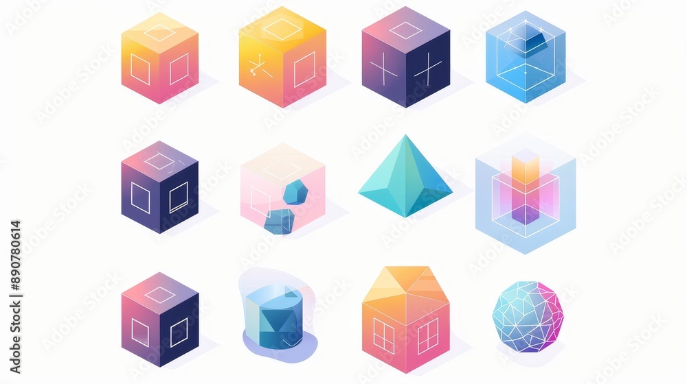Isometric geometric shapes, 3D cube model for 3D printing, perfect ...