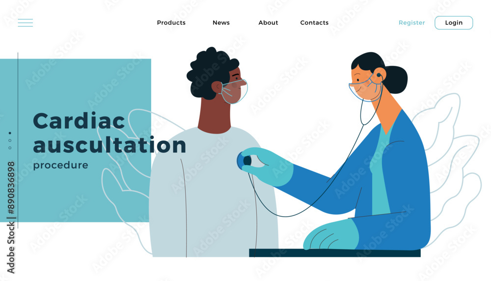 Cardiac Auscultation. Male Patient and Female Doctor Carrying Out ...