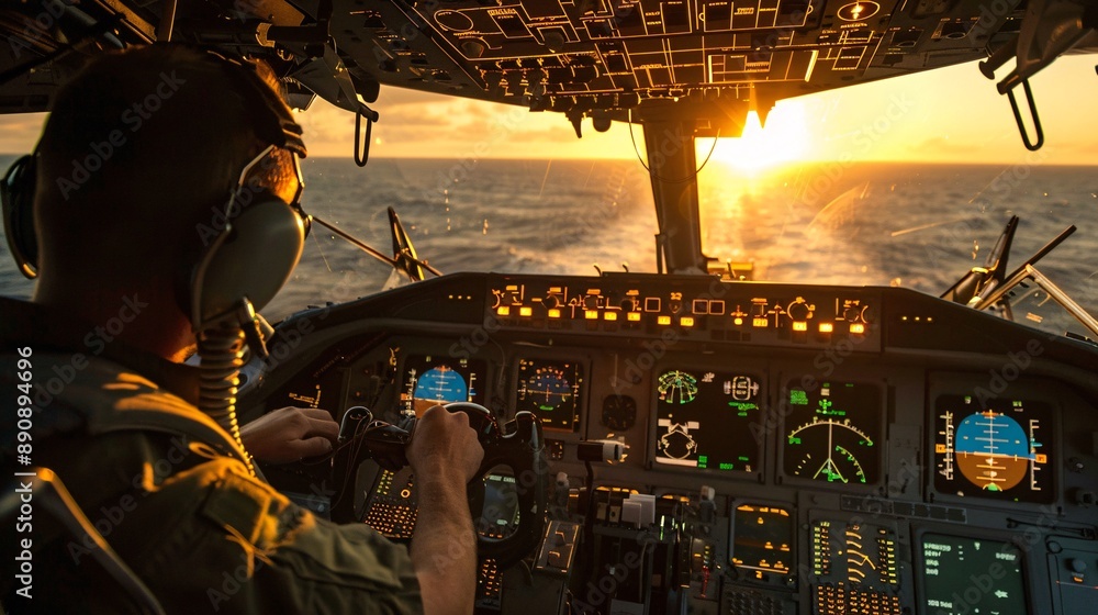 Standing on the flight deck as a jet takes off, an Aircraft Launch and ...