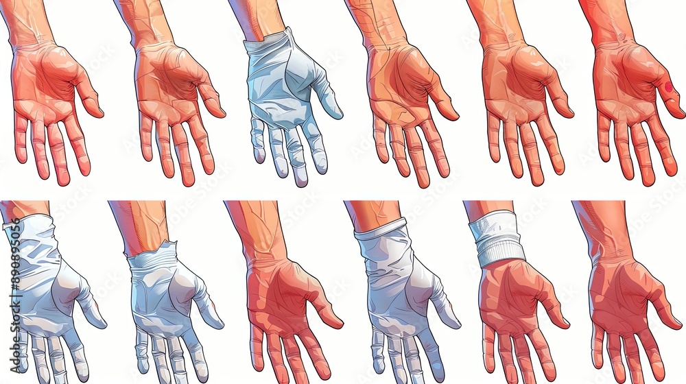 vector, illustration, Vintage cartoon hands in gloves and feet in shoes ...