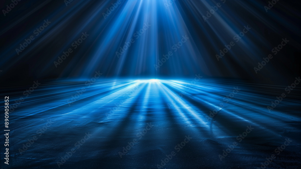 Blue Spotlight: A powerful blue spotlight pierces the darkness, casting ...