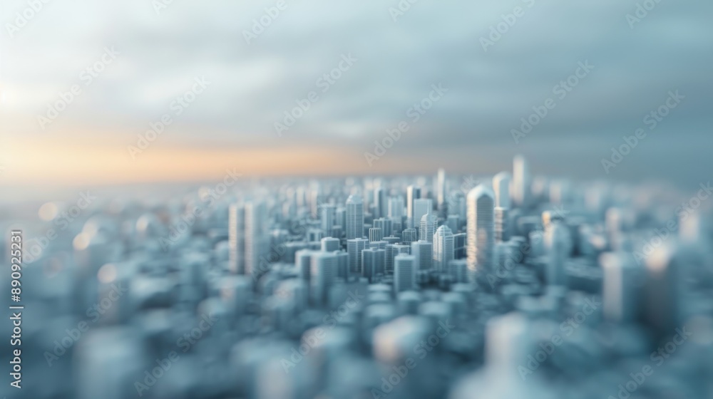 A stunning bird's eye view of a futuristic city with towering buildings ...