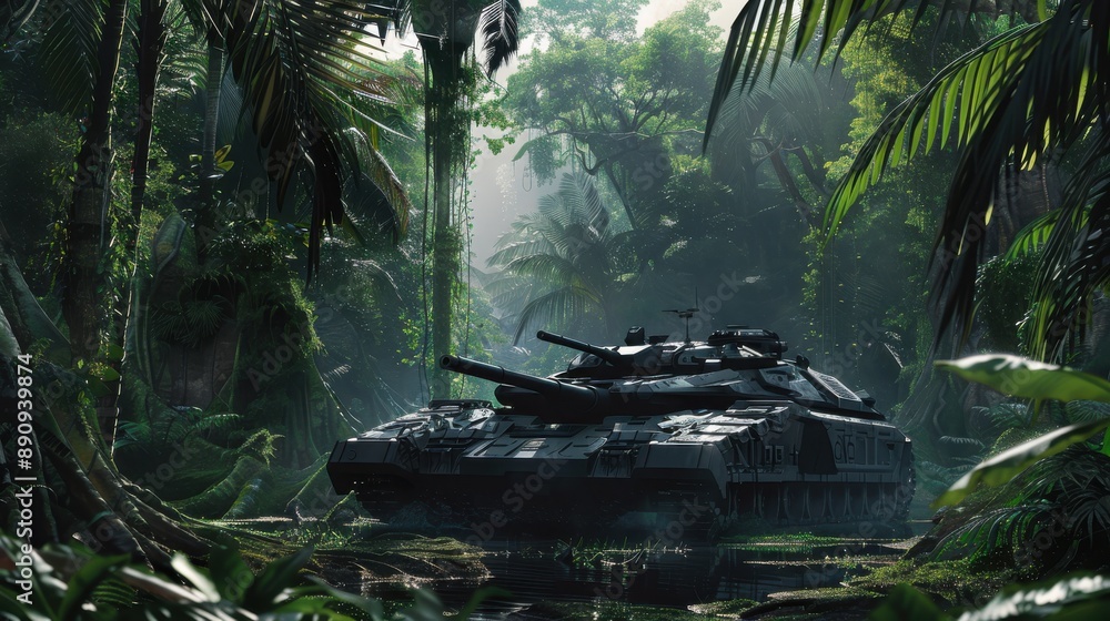 Futuristic Tank with Adaptive Propulsion Systems Navigating Alien ...