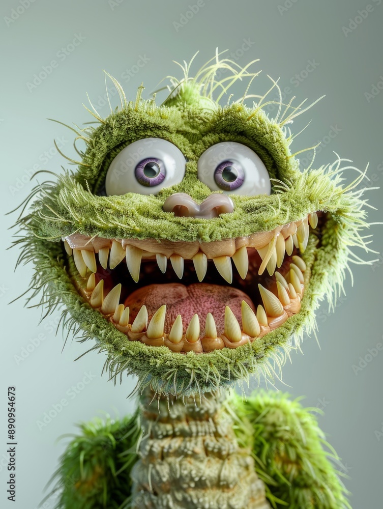 Imagine the fun with a green furry monster puppet, featuring oversized ...