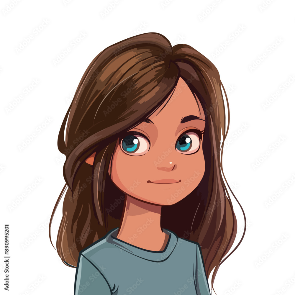 Cartoon Girl Portrait Stock Vector | Adobe Stock