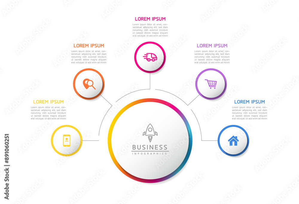 Vector infographic business presentation template with circular ...