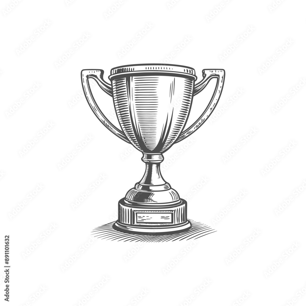 trophy engraving hand drawn illustration isolated white background ...