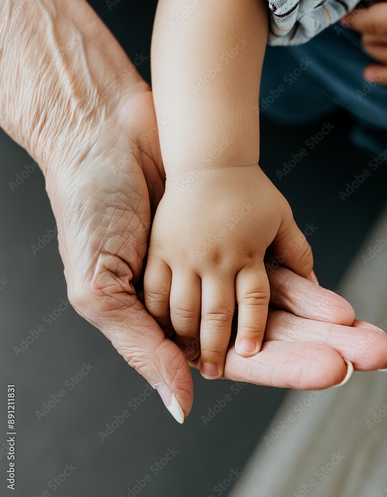 Elderly hand holding Young Toddler Hand - Difference between ...