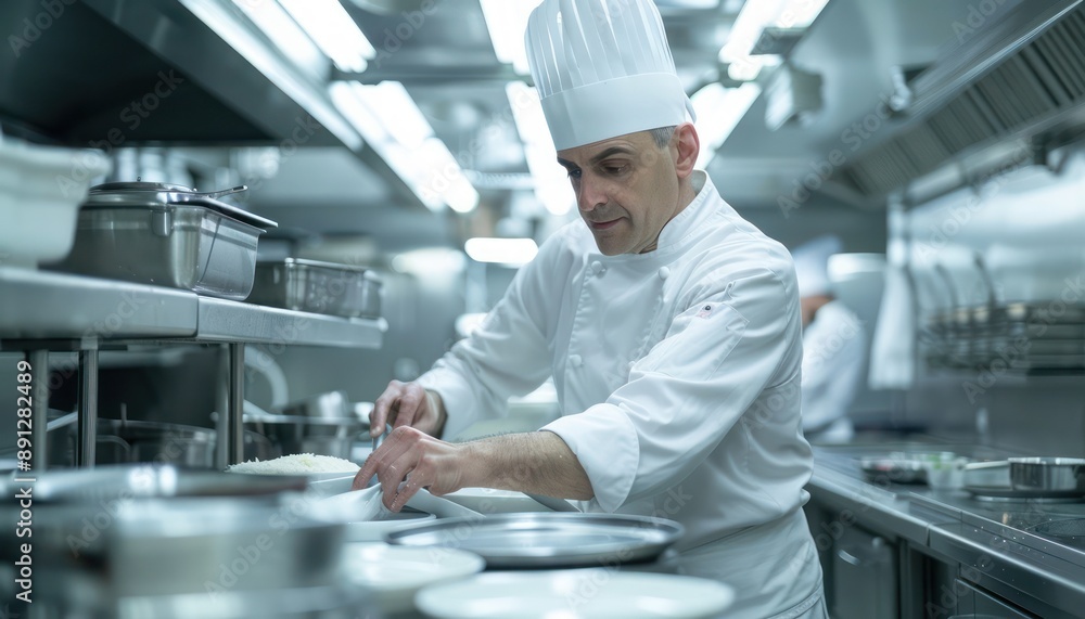 Professional Chef Demonstrating Food Safety and Hygiene Practices in a ...