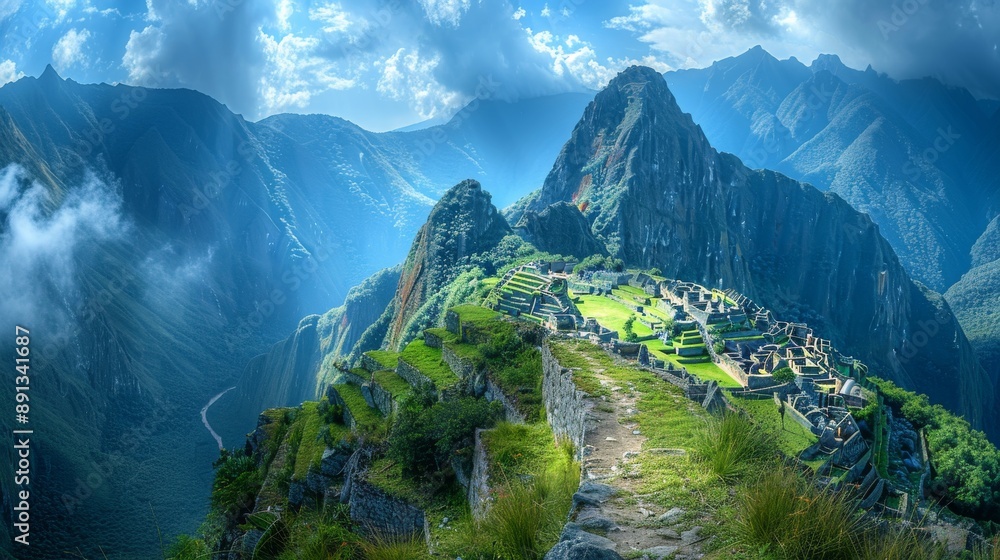 Machu Picchu, Peru An ancient Inca city located in the Andes Mountains ...