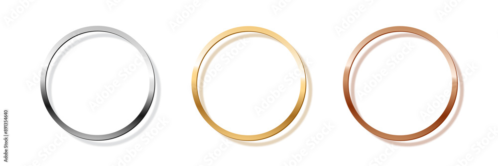 Gold, silver, bronze circle award frames 3d vector realistic ...