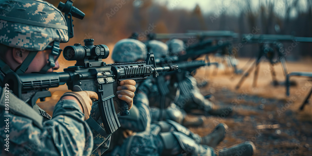Aim True, Shoot Straight: Soldiers practicing with rifles at a firing ...
