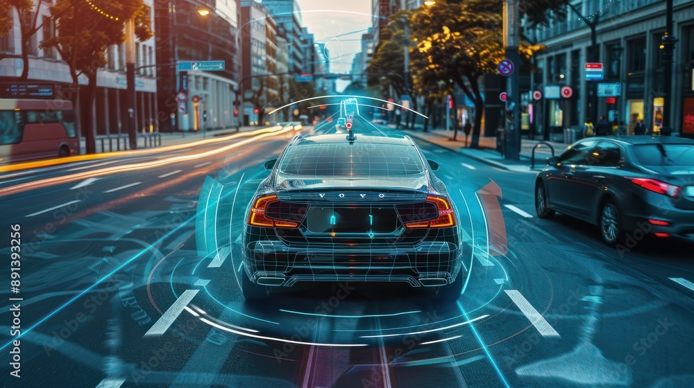 Self driving car with sensors and cameras helping with object detection ...