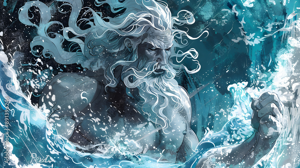 Greek god Poseidon illustration, Poseidon Olympians in ancient Greek ...
