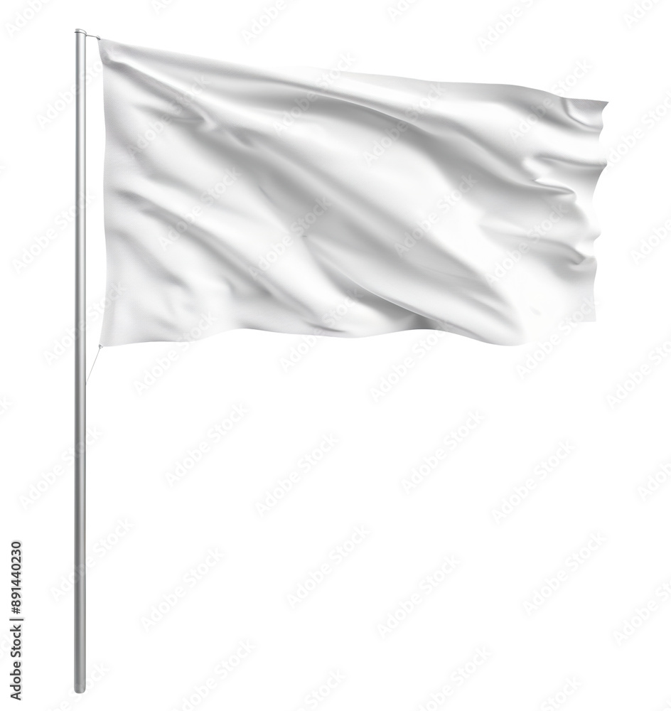 White blank flag waving on a pole, cut out Stock Photo | Adobe Stock