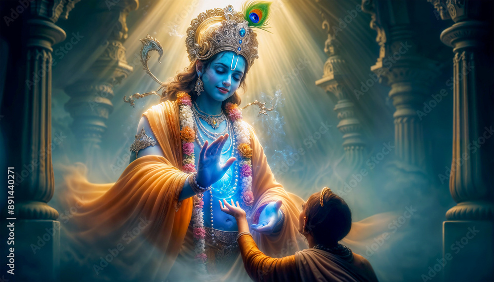 Lord Krishna in divine form Blessing His Devotee Stock Photo | Adobe Stock