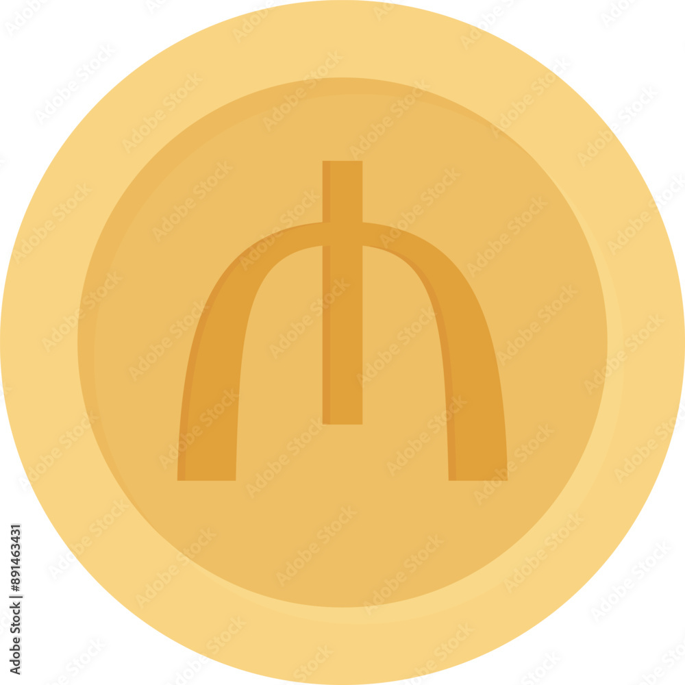Gold coin with Azerbaijani manat symbol on it. Vector icon on ...