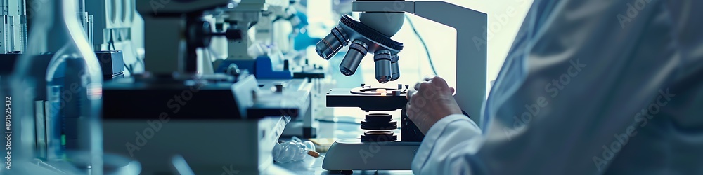 High-definition capture of a lab scene where a researcher examines ...