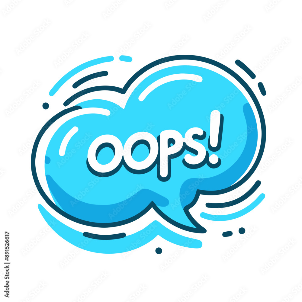 Playful Vector Image of 'Oops!' Text Inside a Blue Dialogue Cloud on ...