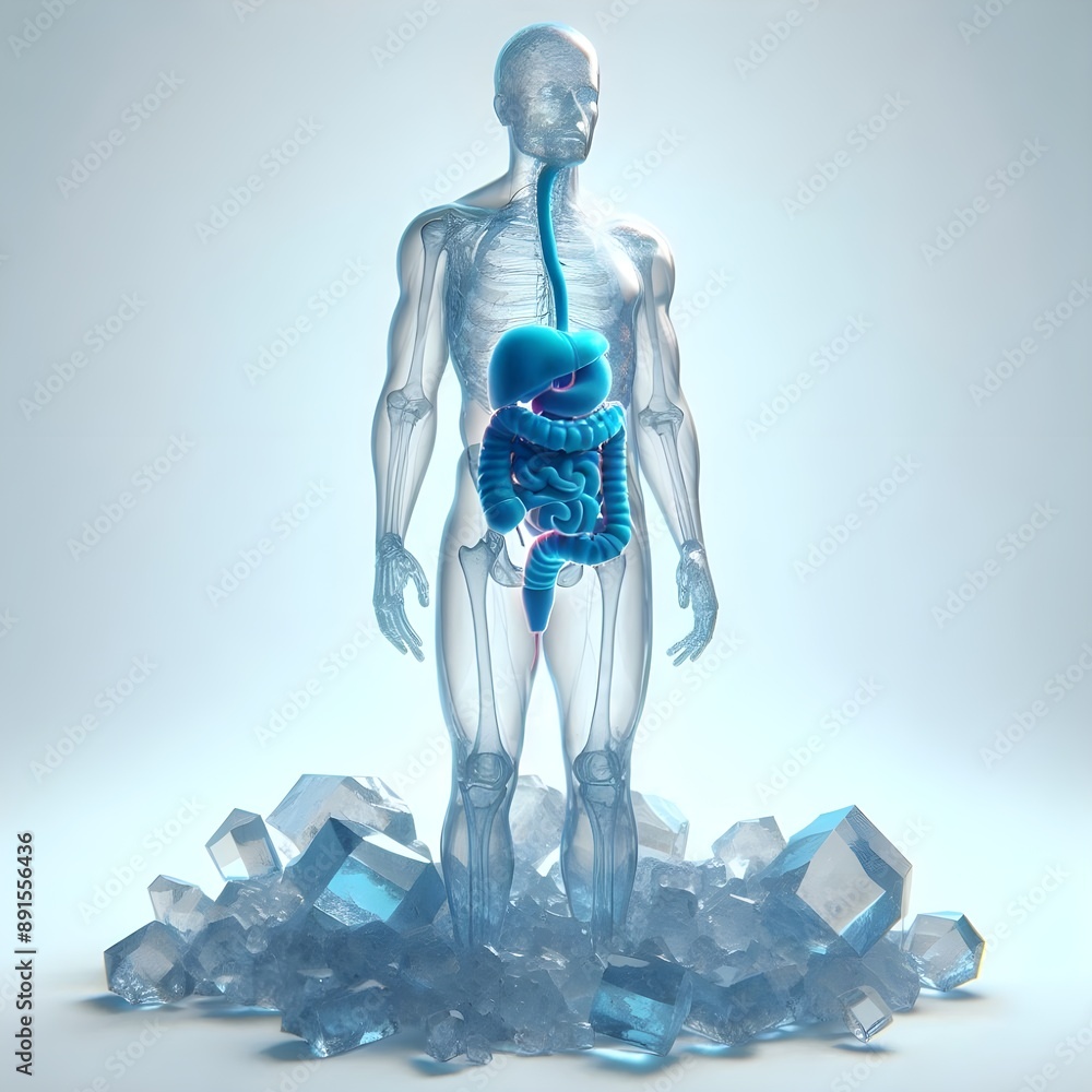 Human Digestive System Anatomy with Crystals. Stock Illustration ...