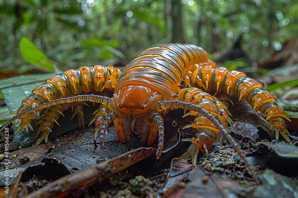 Amazonian Giant Centipede Scolopendra gigantea crawling on the forest ...