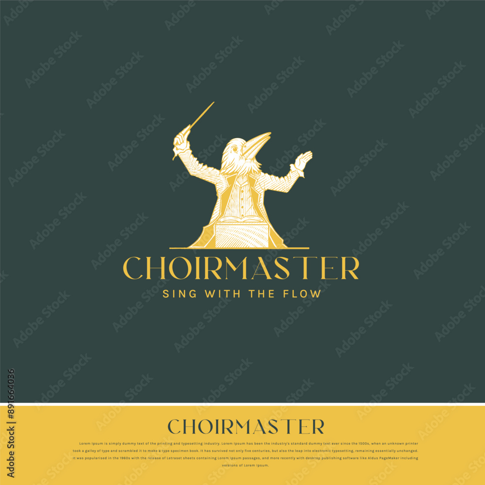 Choirmaster logo in engraved style Stock Vector | Adobe Stock