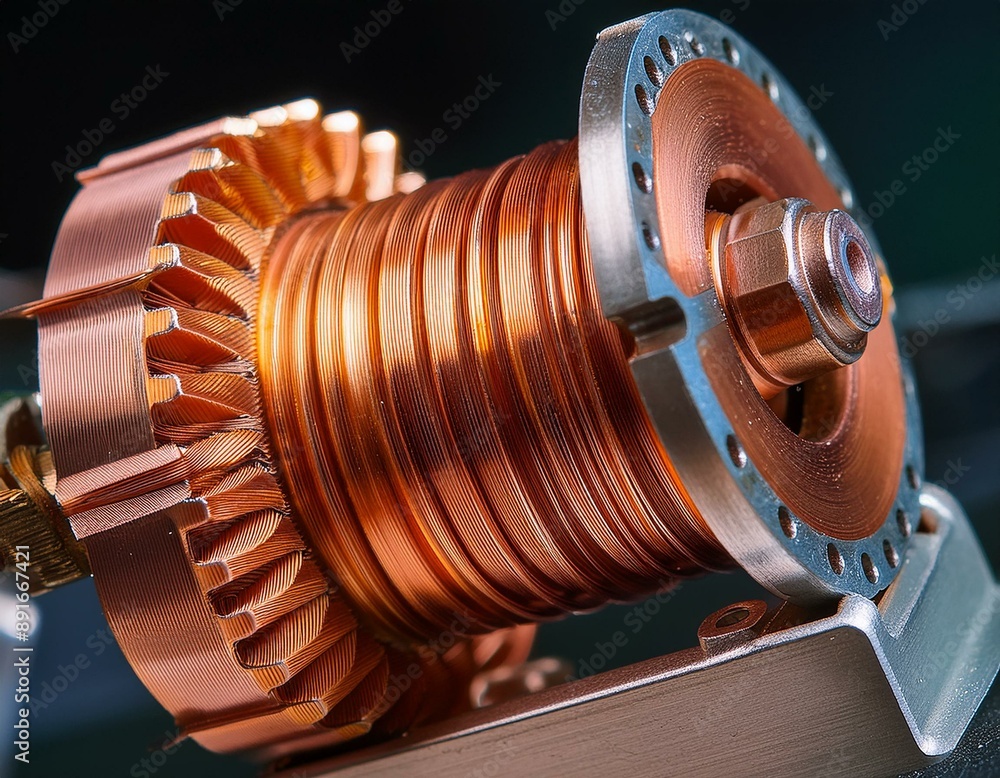 High-quality image of the copper commutator bar and electric motor ...