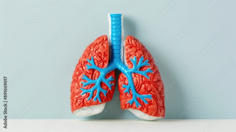 Stylized 3D rendering of the human respiratory system showcasing the ...