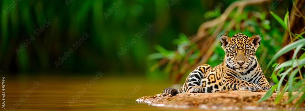 Jaguar animal in Pantanal, Brazil jungle. Amazon onca cat. Wildlife ...