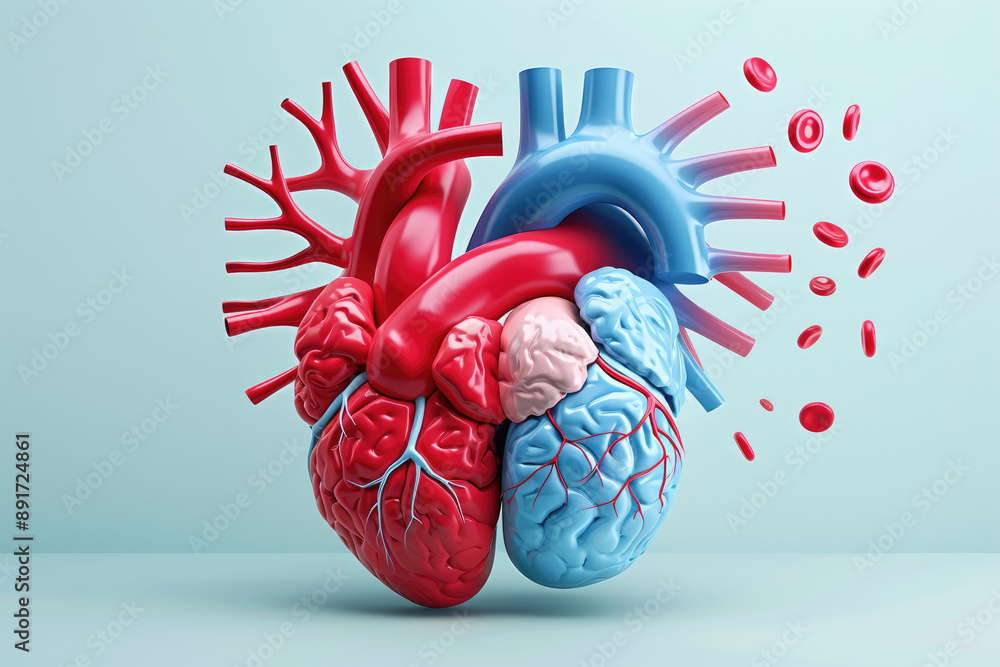 Explore a detailed flat design illustration showcasing heart health ...