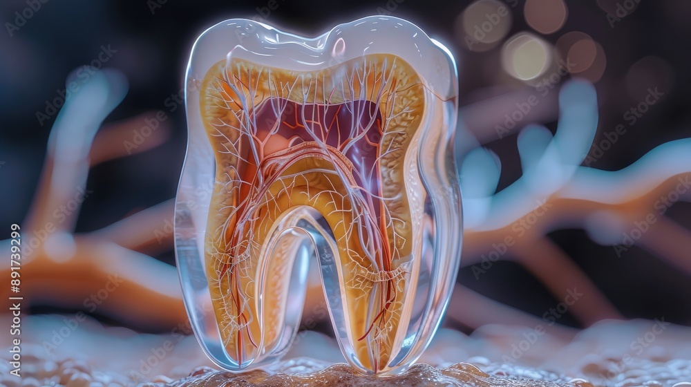 Foto de Stock Model of a central incisor tooth, a transparent surface ...