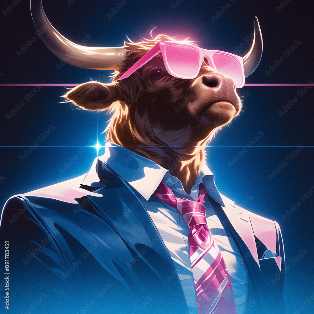 Bull concept digital illustration. Buffalo creative banner. Taurus ...