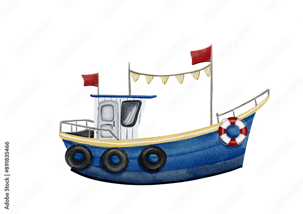 Cute boat illustration on transparent background Stock Illustration ...