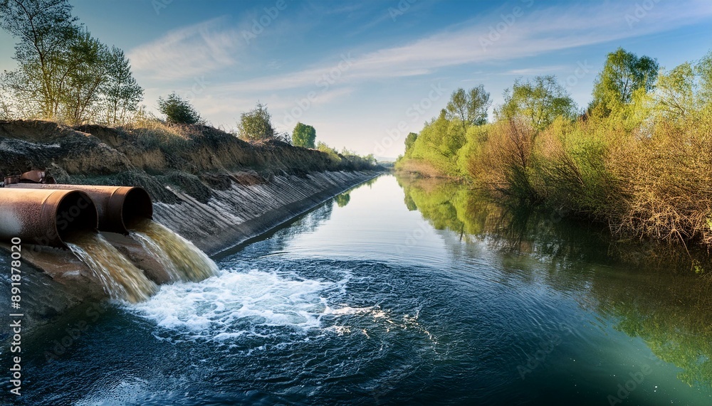 Industrial waste water is being dumped into the river stream Stock ...