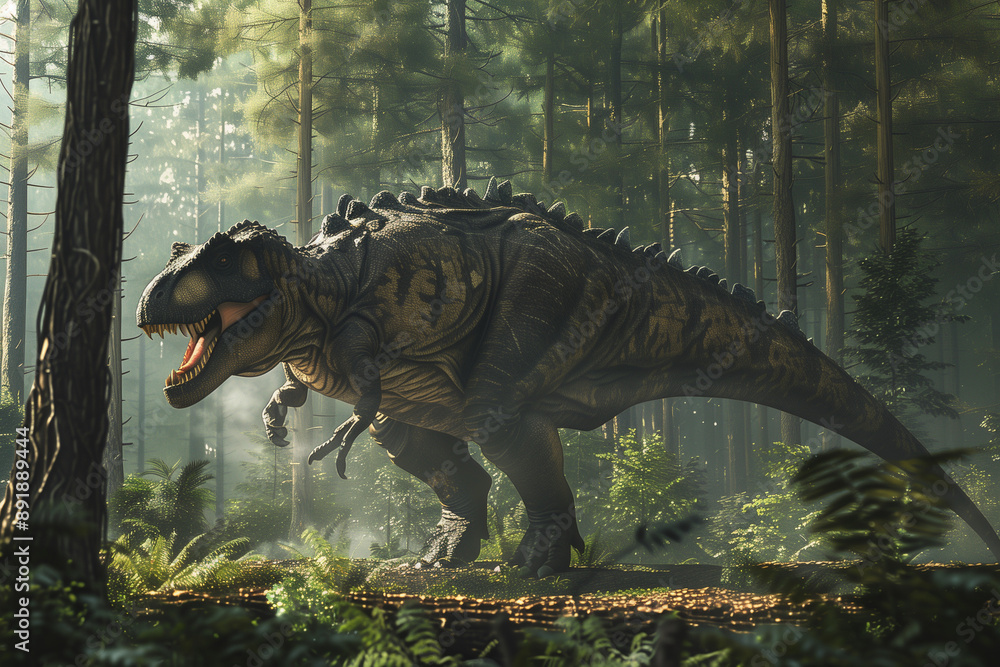 Giganotosaurus largest and most dangerous dinosaur roaring in dense ...